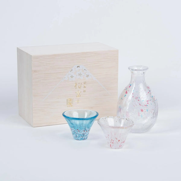 Sakura Fuji Handmade Sake Set | Mt. Fuji & Gold Leaf | KYOTOLUX